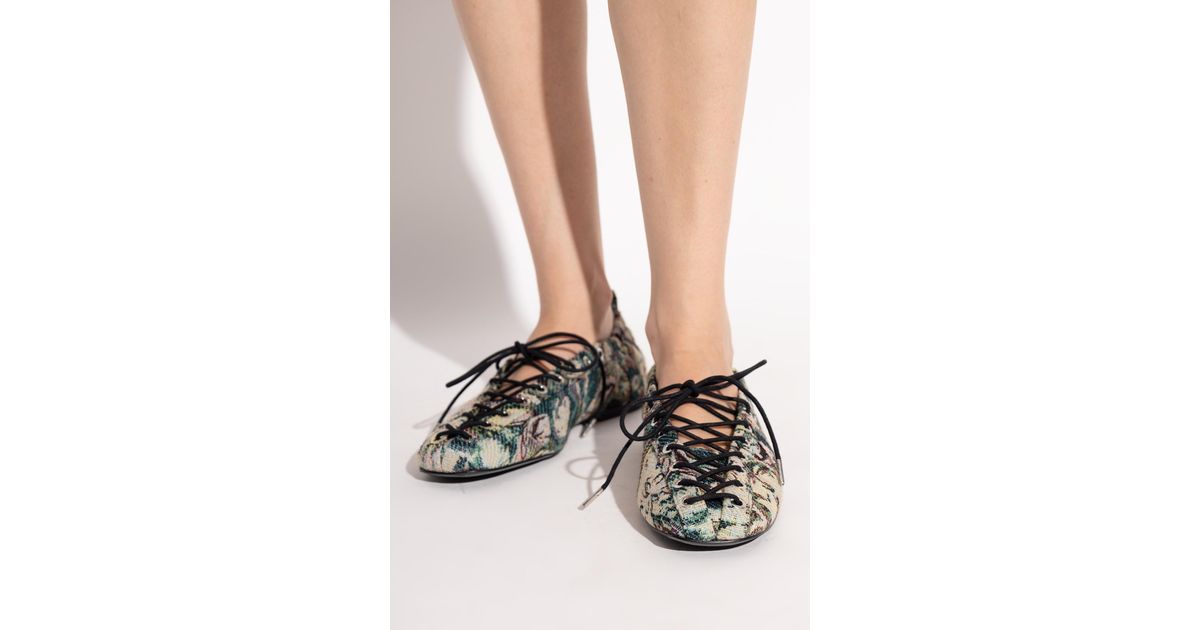 Ganni Ballet Flats With Laces in Black | Lyst