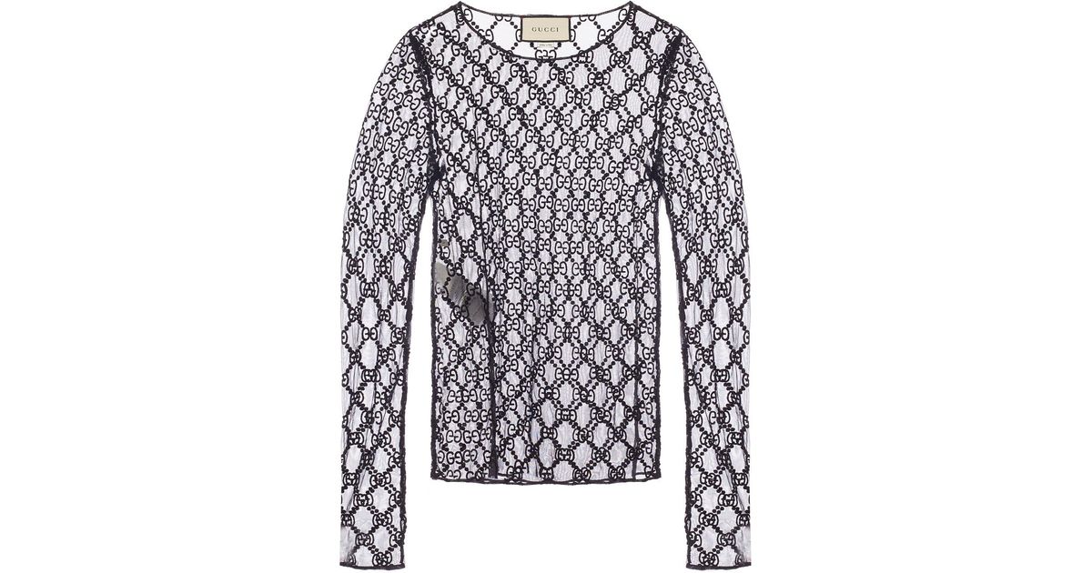 Gucci Patterned Sheer Top | Lyst