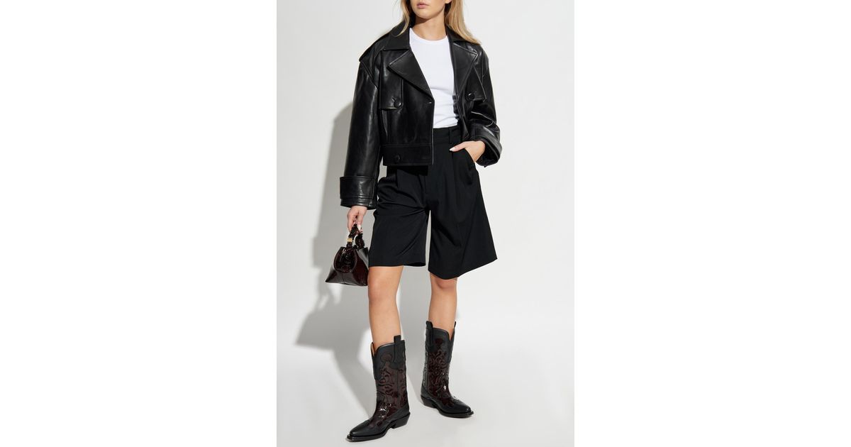 Stand Studio Leather Jacket Bloom in Black | Lyst