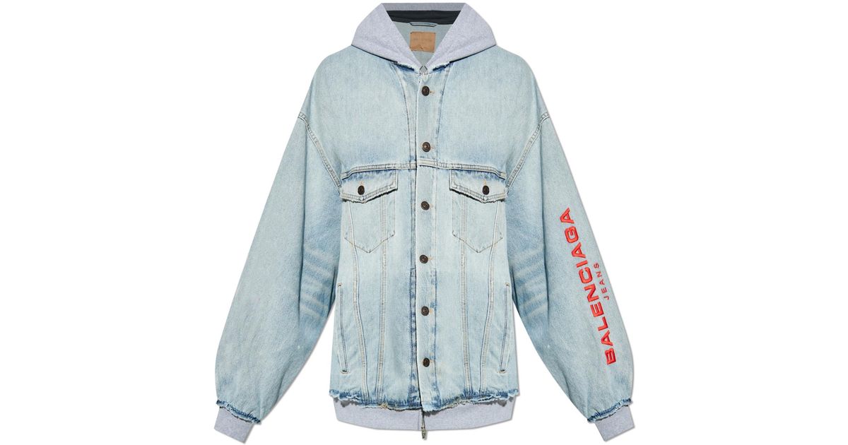 Balenciaga Denim Jacket With Hood in Blue for Men | Lyst UK