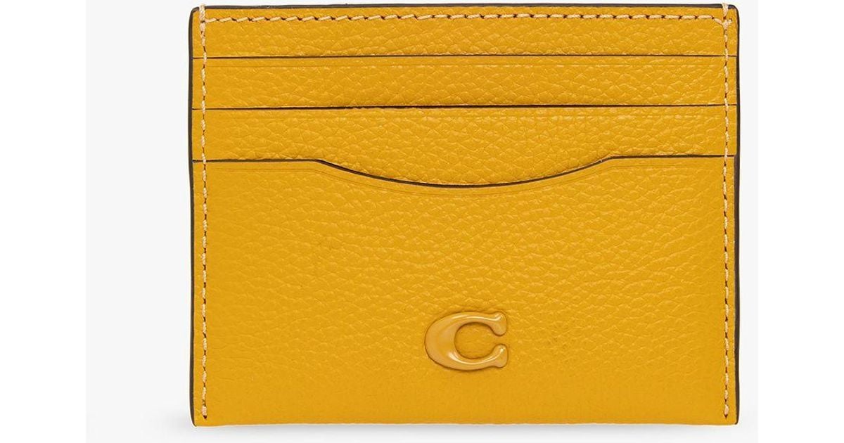COACH Card Holder in Yellow for Men | Lyst