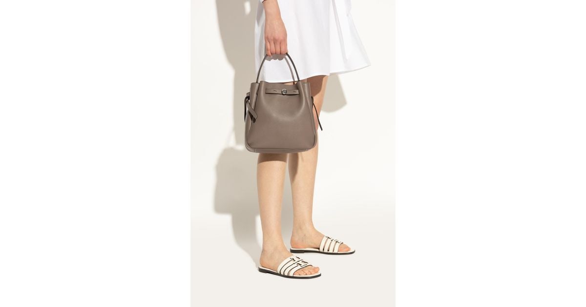 Tory Burch "Romy" Hand-Held Bucket Bag in Natural | Lyst