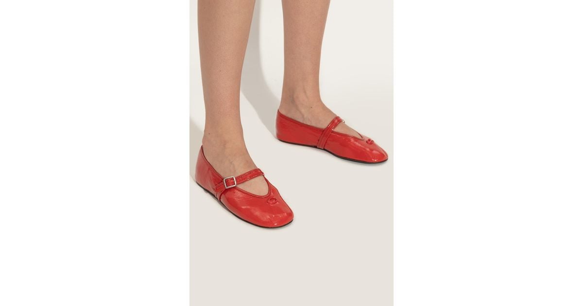COACH Ballet Flats With Logo-Shaped Applique in Red | Lyst