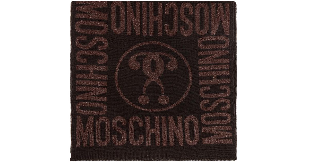 Moschino Scarf With Logo in Brown | Lyst UK