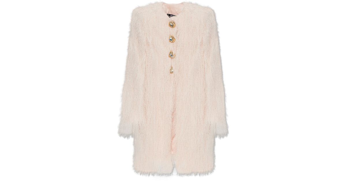 Balmain Coat With Fringes in Natural | Lyst UK