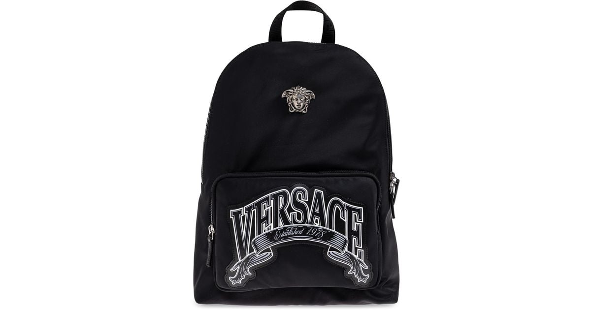 Versace Backpack With An Application in Black for Men | Lyst UK