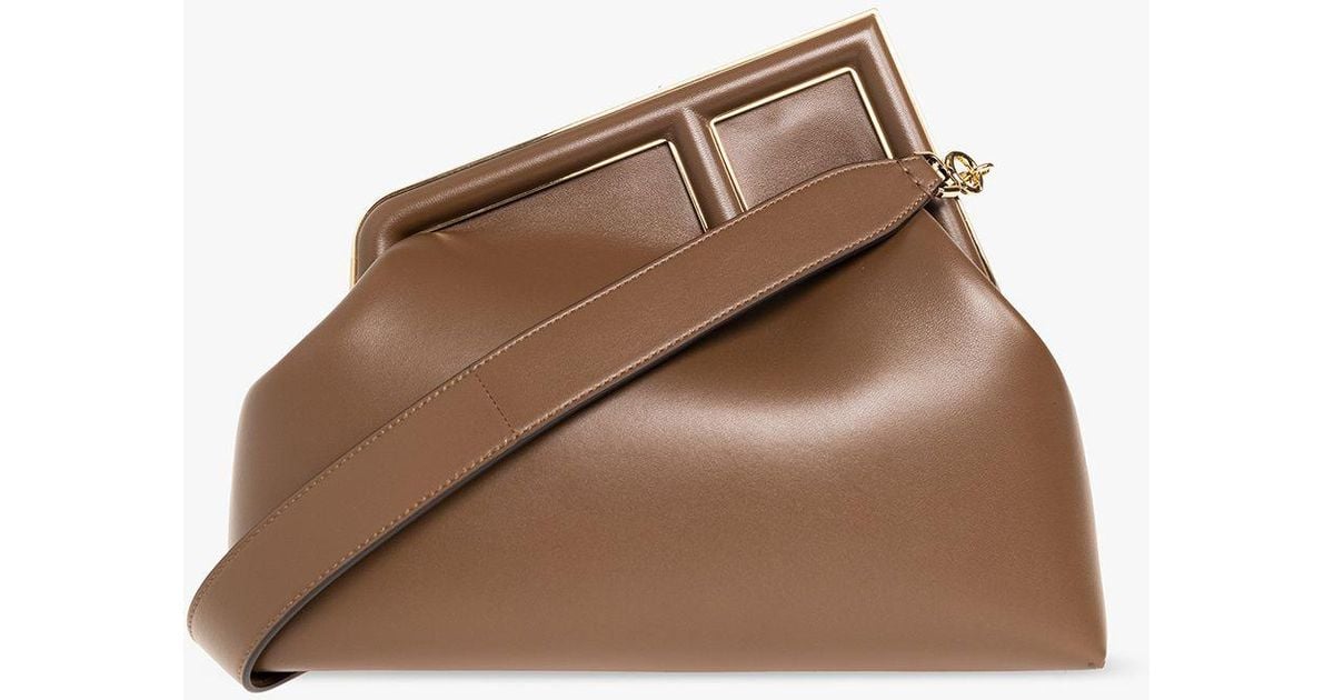 Fendi First Medium Leather Shoulder Bag in Brown | Lyst