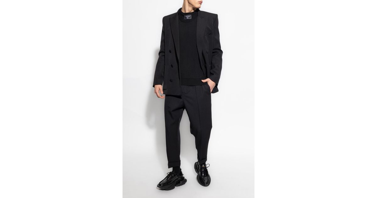 Balmain Wool Sweater in Black for Men | Lyst
