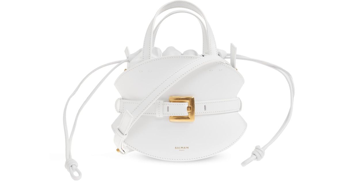 Balmain 'Shuffle Mini' Handheld Bag in White | Lyst UK