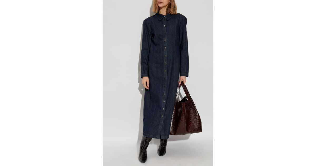 Gestuz Denim Dress Tilma Long in Blue | Lyst