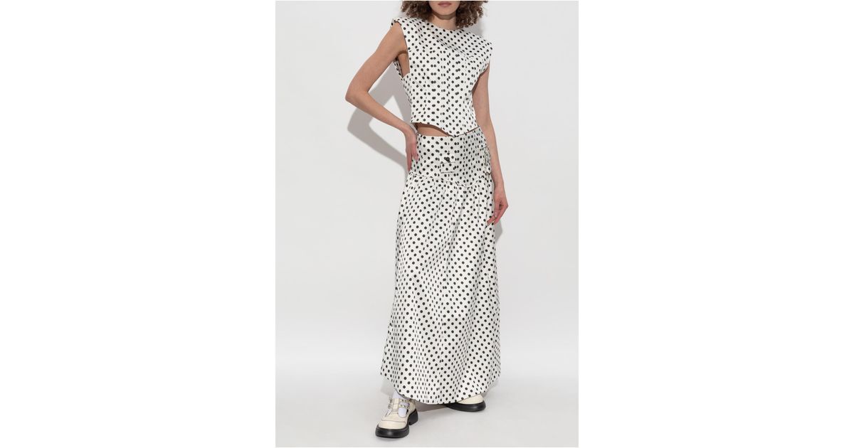 Ganni Skirt With Polka Dot Pattern in White | Lyst