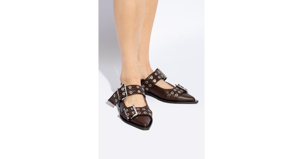 Ganni Shoes With Buckles in Brown | Lyst