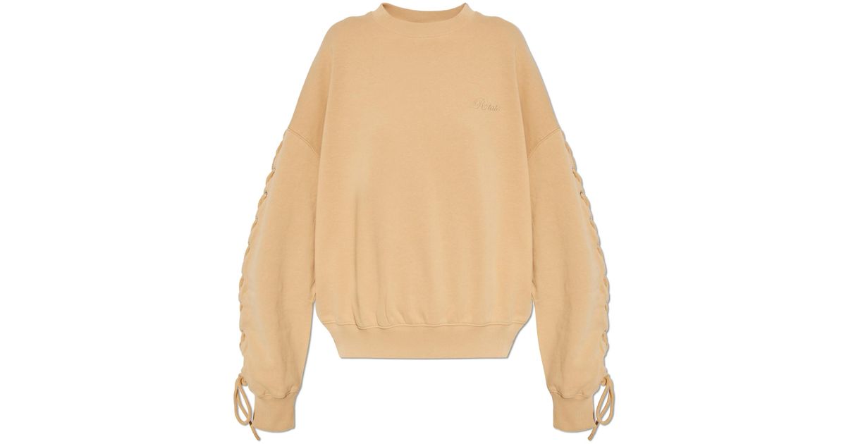 ROTATE BIRGER CHRISTENSEN Sweatshirt With Lace-Up Sleeves in Natural ...