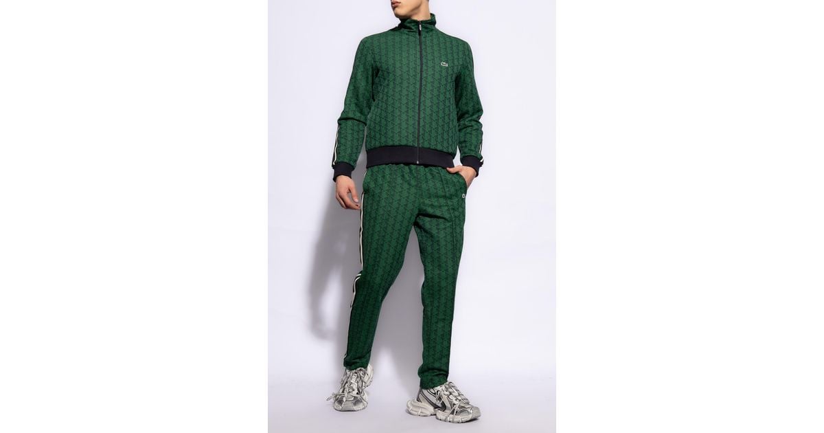 Lacoste Track Jacket With Monogram, in Green for Men | Lyst