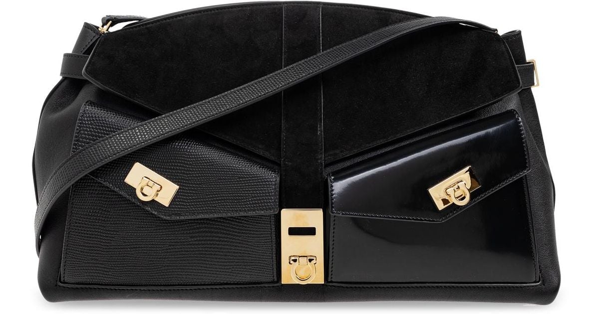 Ferragamo Shoulder Bag Hug Large in Black | Lyst UK