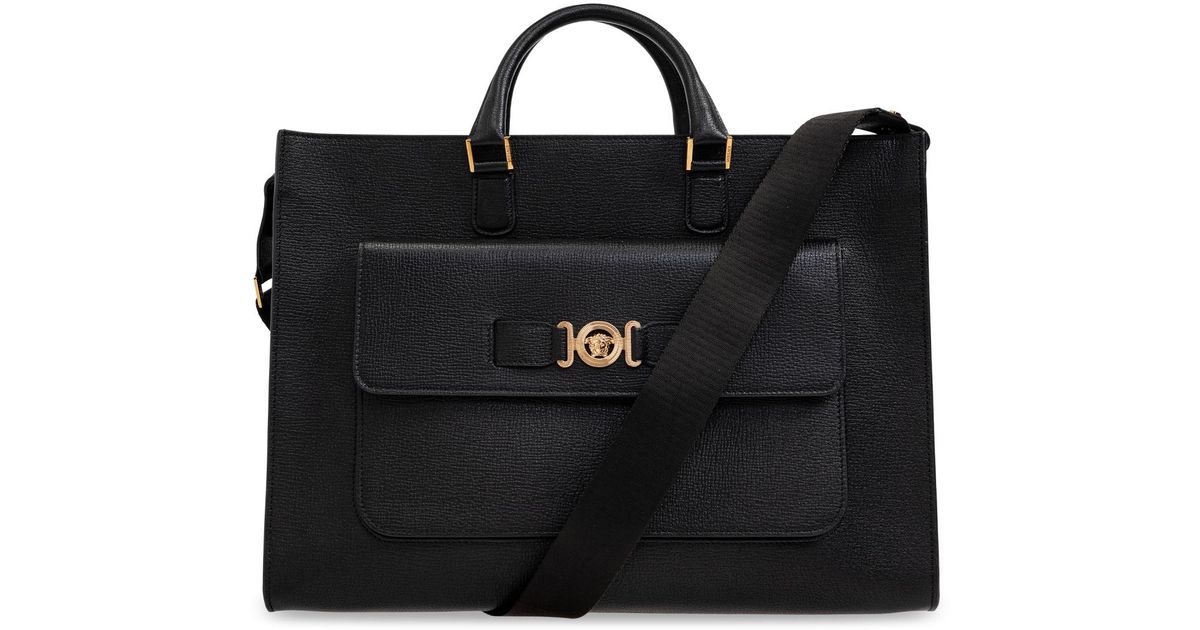 Versace Leather Briefcase 'Medusa Biggie' in Black for Men | Lyst UK