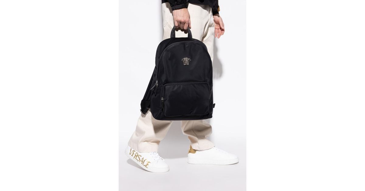 Versace Backpack With An Application in Black for Men | Lyst