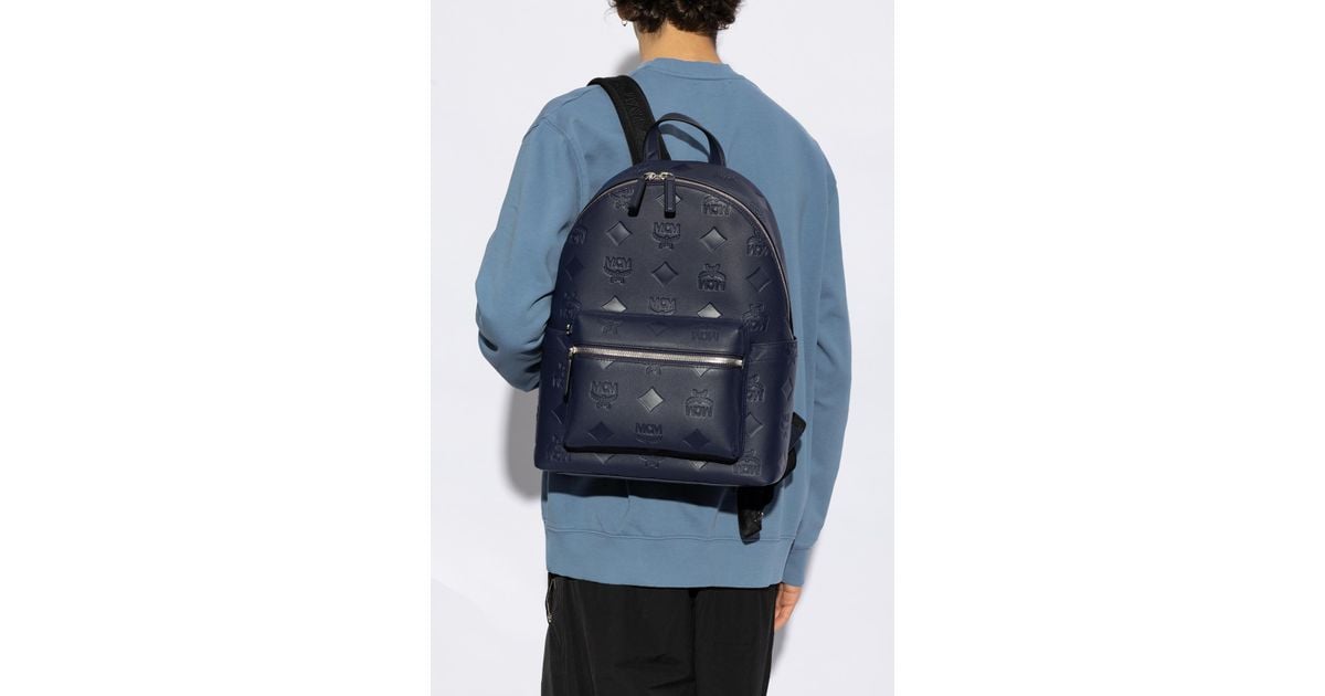 MCM Leather Backpack in Blue for Men | Lyst