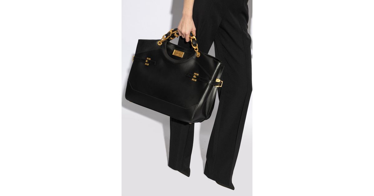 Balmain Leather Shopper Bag in Black | Lyst