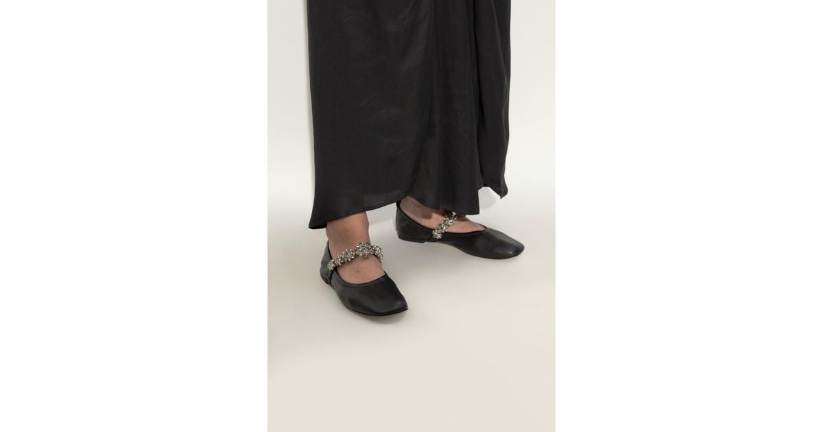 Stella McCartney Ballet Flats Elsa With Crystal Strap in Black | Lyst