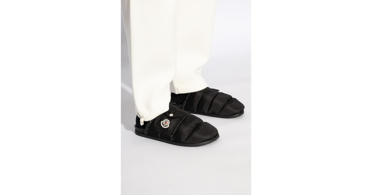 Moncler Slides Mon Pocket in Black | Lyst