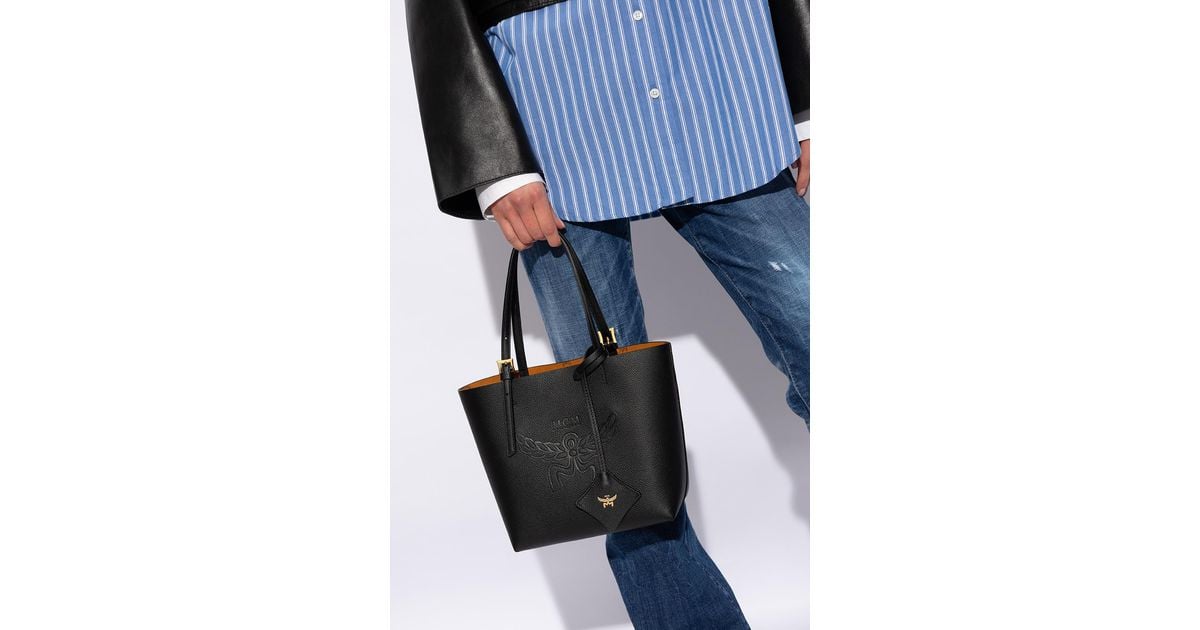 MCM 'Himmel Mini' Shopper Bag in Black | Lyst