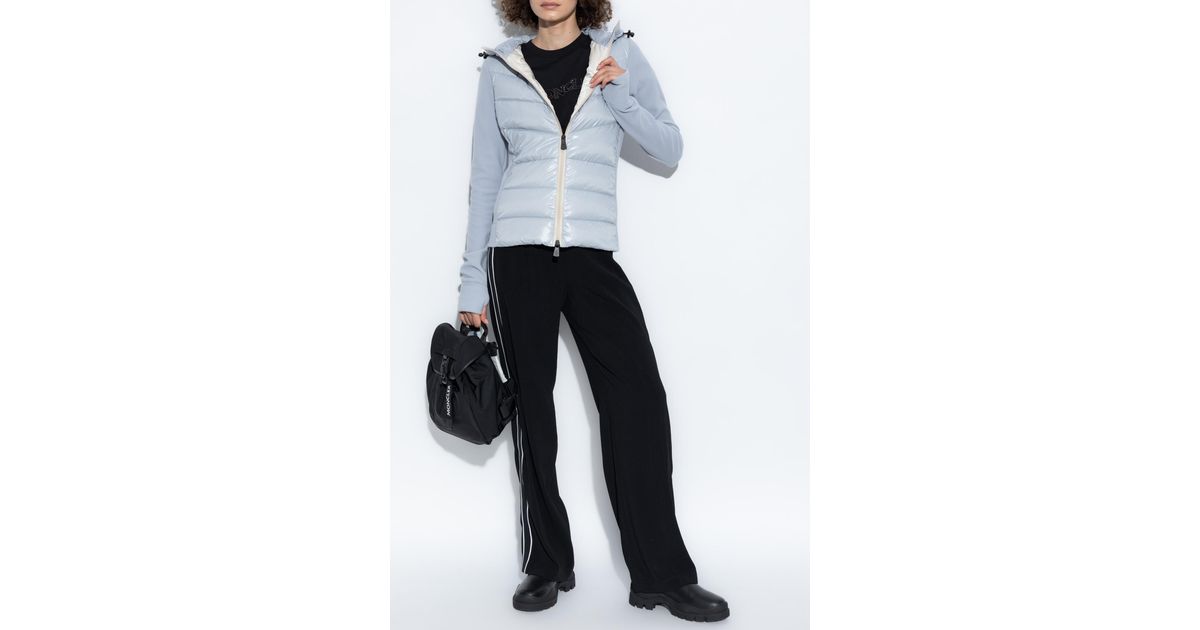 Moncler Quilted Down Tailored Hooded Jacket in Blue | Lyst