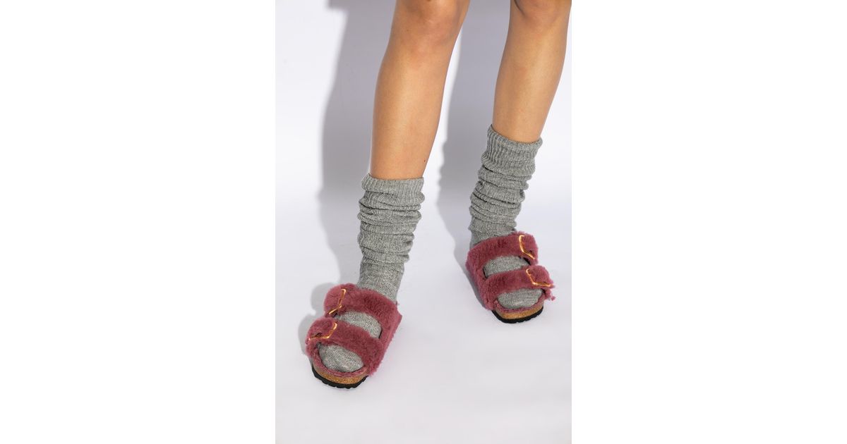 Birkenstock Slides Arizona Big Buckle Teddy Rive Logo Os in Pink | Lyst