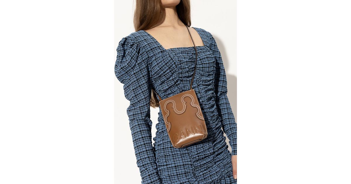 Ganni 'banner Western' Shoulder Bag in Blue | Lyst