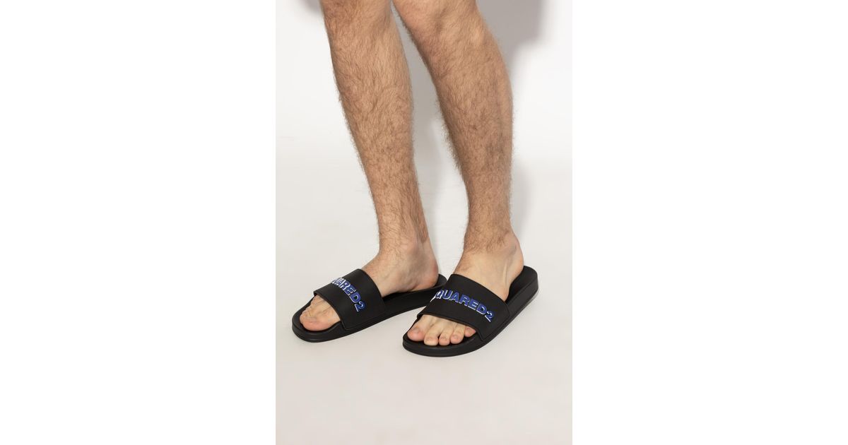 DSquared² Rubber Slides With Logo in Black for Men | Lyst