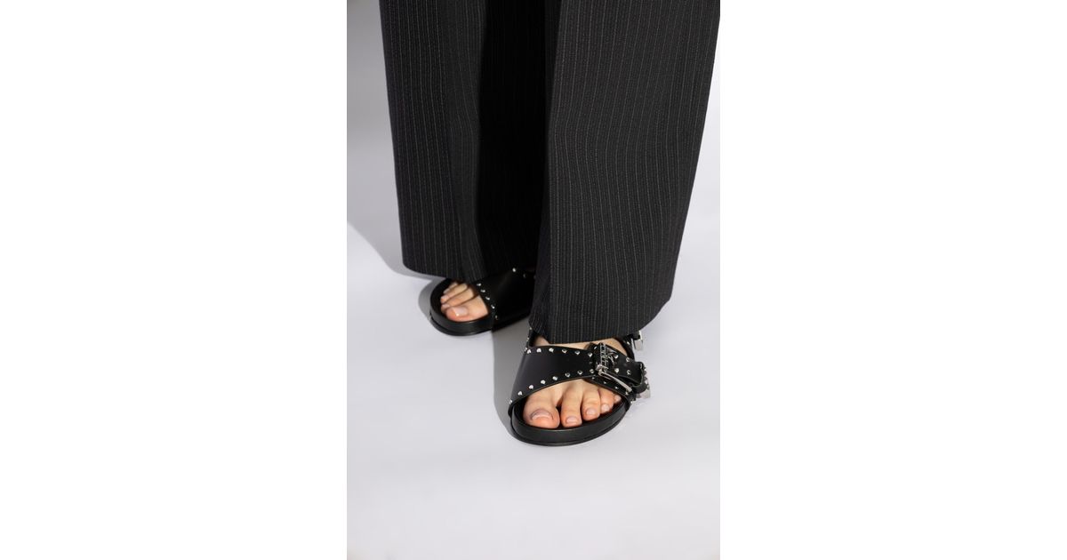 IRO Leather Slides Billie in Black | Lyst