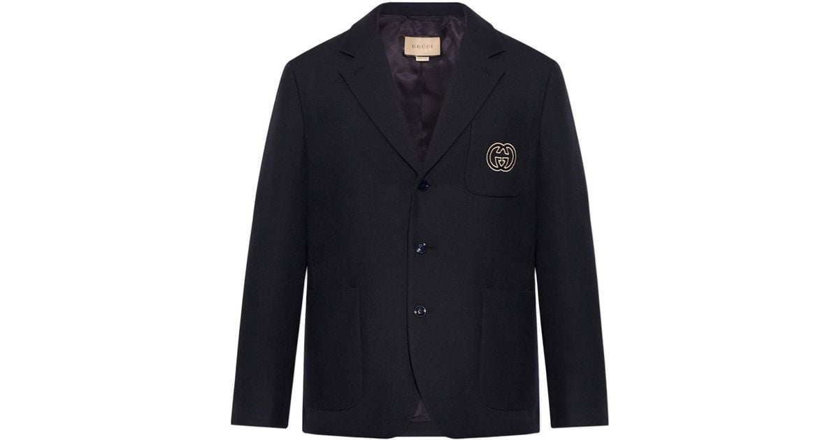 Gucci Blazer With Monogram in Blue for Men | Lyst UK