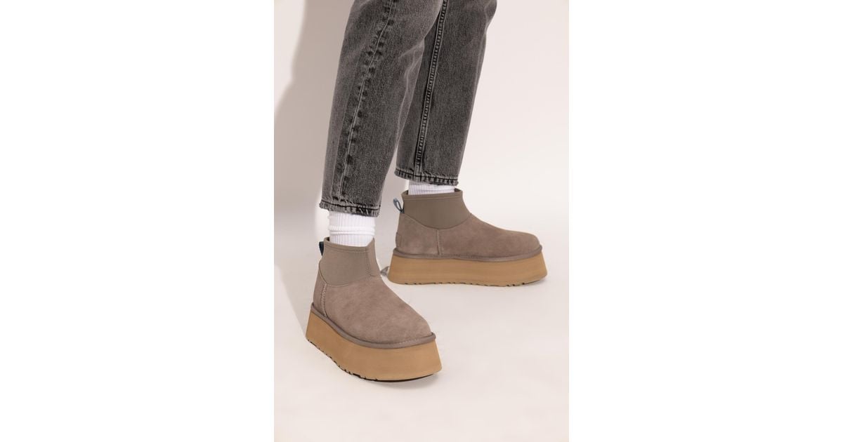 UGG Platform Snow Boots 'Classic Mini Dipper' in Gray | Lyst