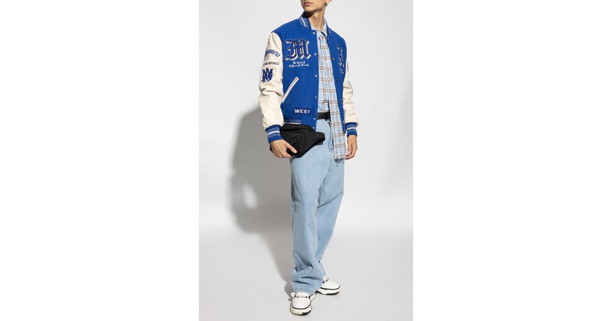 Amiri Jacket With Logo in Blue for Men | Lyst