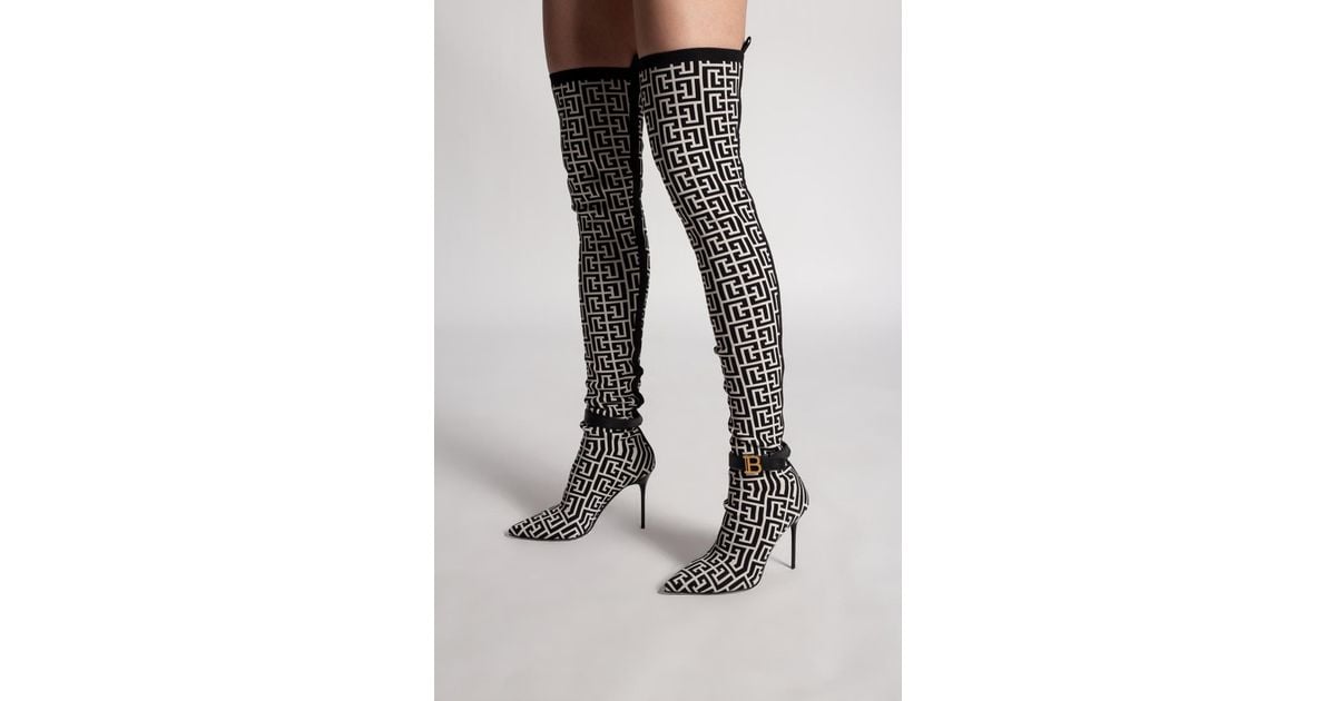 Balmain 'raven' Over-the-knee Boots in Black | Lyst
