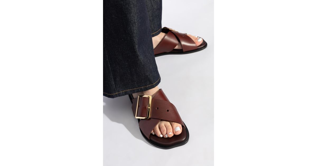 Loewe Leather Slides in Black | Lyst