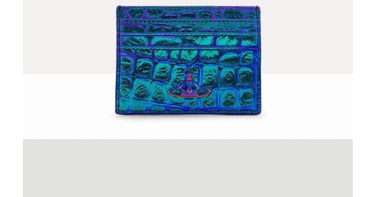 Vivienne Westwood Flat Card Holder Iridescent Croc in Blue | Lyst UK