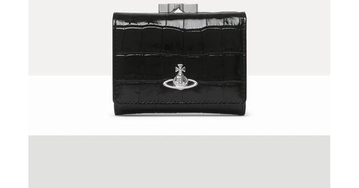 Vivienne Westwood Small Frame Wallet Emboss Croc Leather in Black | Lyst UK
