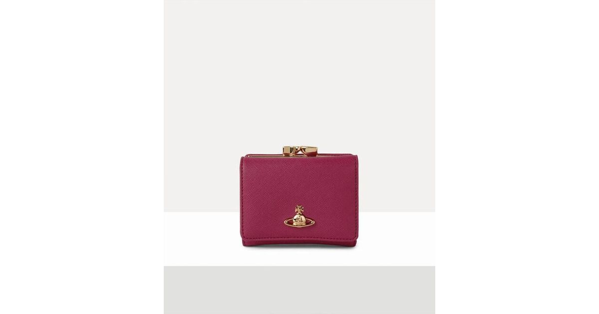 Vivienne Westwood Small Frame Wallet Saffiano Leather Plain in Purple ...