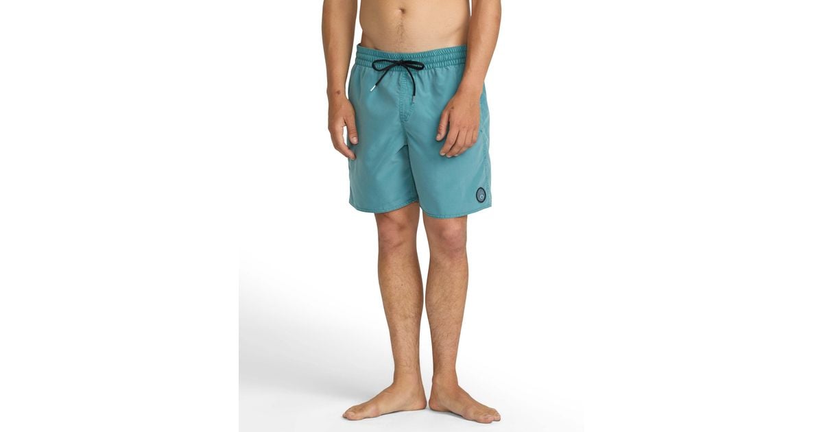Volcom Center Elastic Waist Trunks in Blue for Men | Lyst