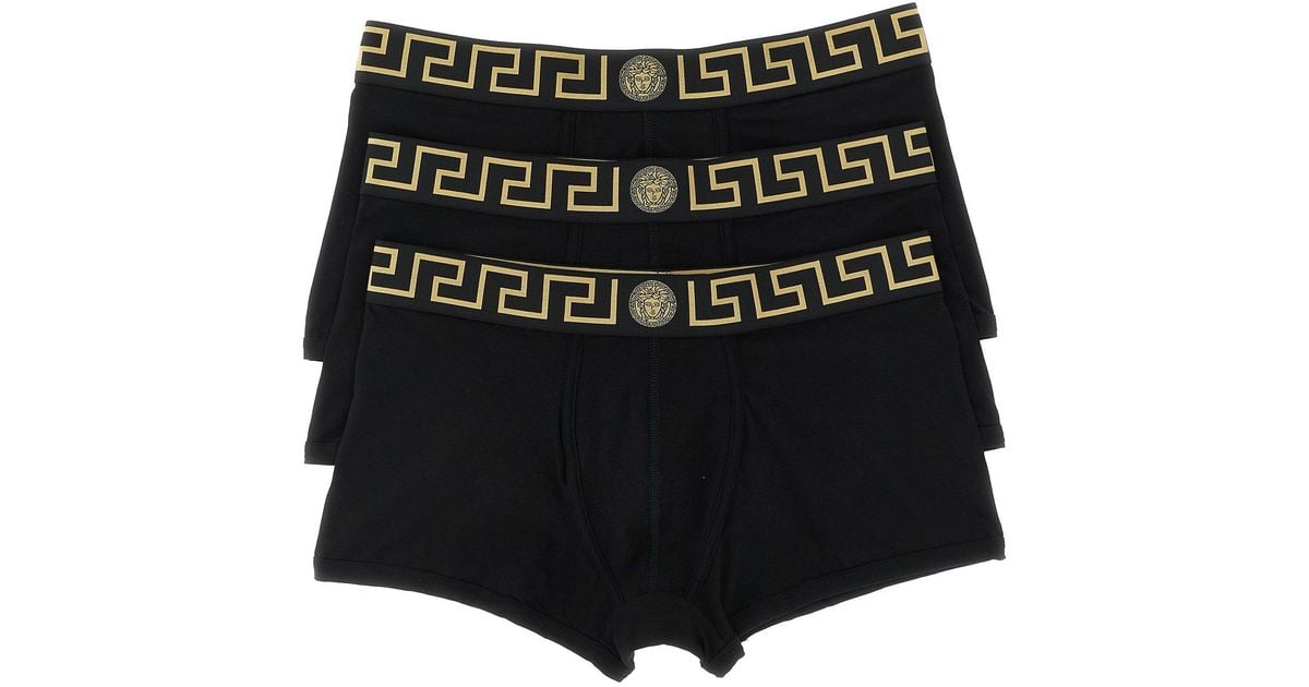 Versace Greca 3-Pack Boxer Set in Black for Men | Lyst UK
