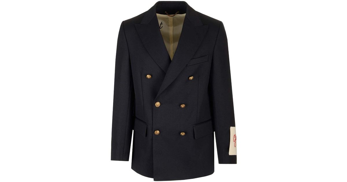 Golden Goose Double-Breasted Blazer in Blue for Men | Lyst UK