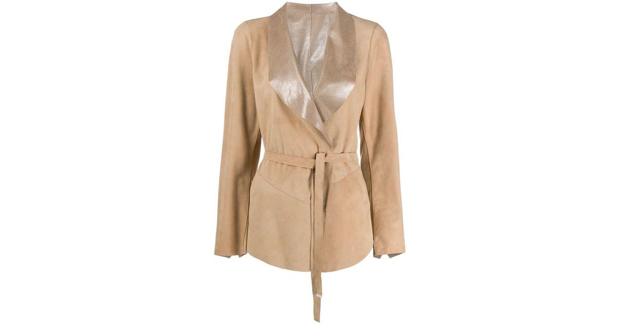 Suprema Silk Leather Jackets in Natural | Lyst