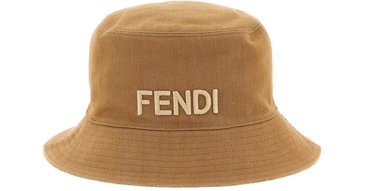 Fendi Reversible Bucket Hat in Natural | Lyst