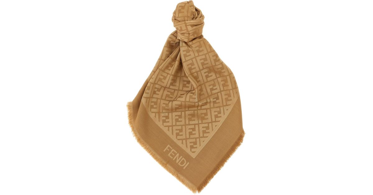 Fendi Ff Shawl Scarves And Foulards in Natural | Lyst UK