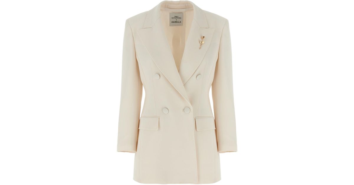 Marella Blazer Capsule Emily Ratajkowski X Blazer And Suits in Natural ...