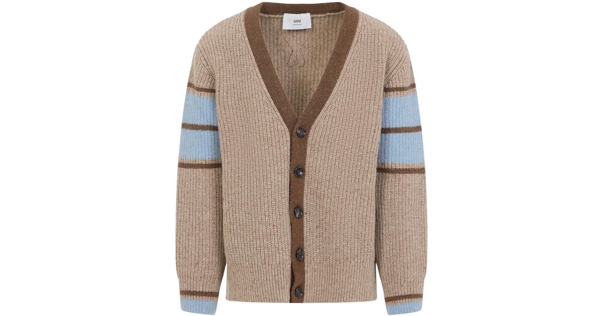 Ami Paris Cardigan in Brown for Men | Lyst UK