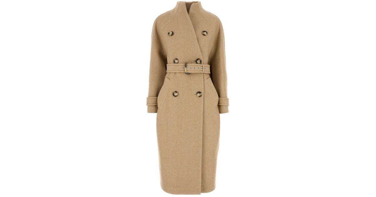 Max Mara Wool Blend Adatti Coat in Natural | Lyst