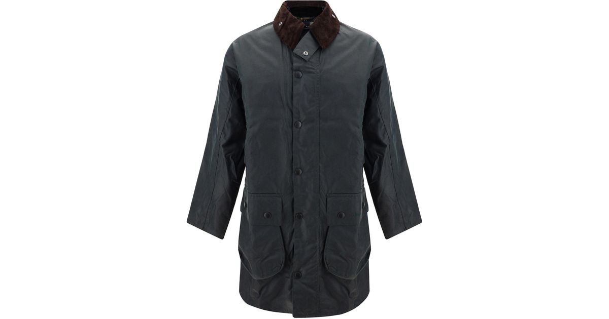 Barbour Border Wax Jacket in Gray for Men | Lyst