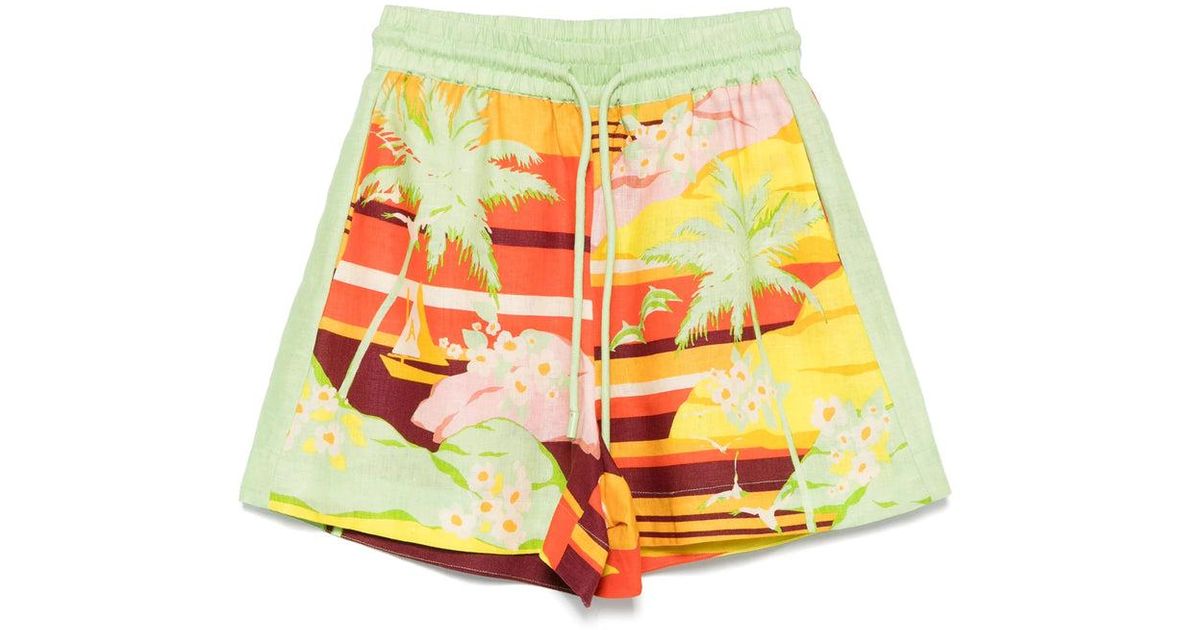 ALÉMAIS Linen Shorts in Yellow | Lyst